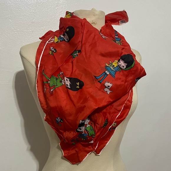 Hadeli | Accessories | Vintage 7s Japanese Red Cartoon Character Rayon ...